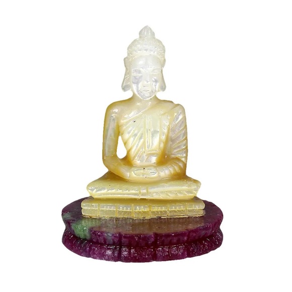 Art | 439ctw Handcraft Gautama Buddha Carving Natural Pearl Shell Ruby ...